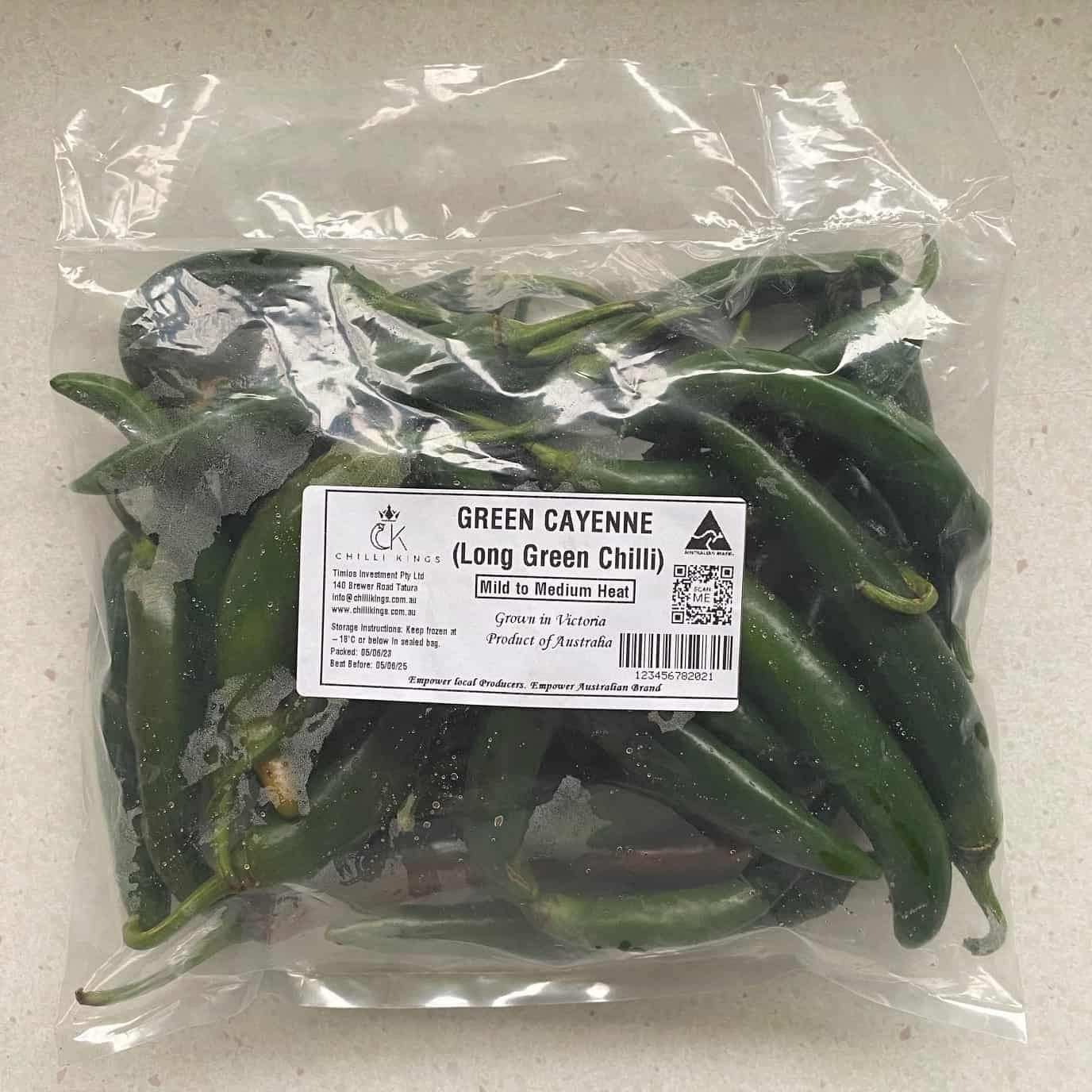Cayenne (Long Green Chilli) - Frozen Pods | Chilli Kings